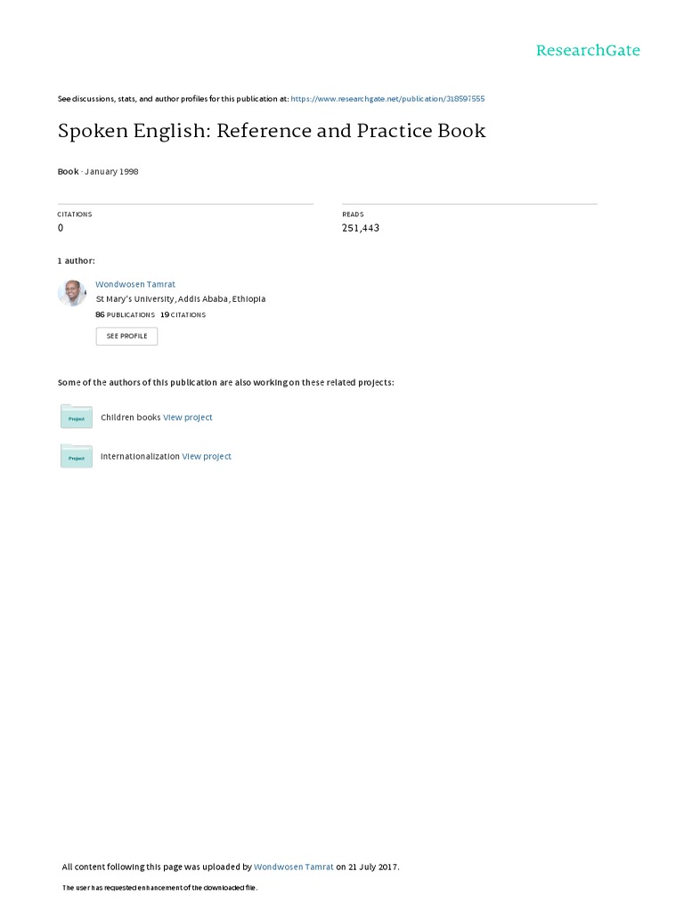 Spoken English: Reference and Practice Book: January 1998 | PDF
