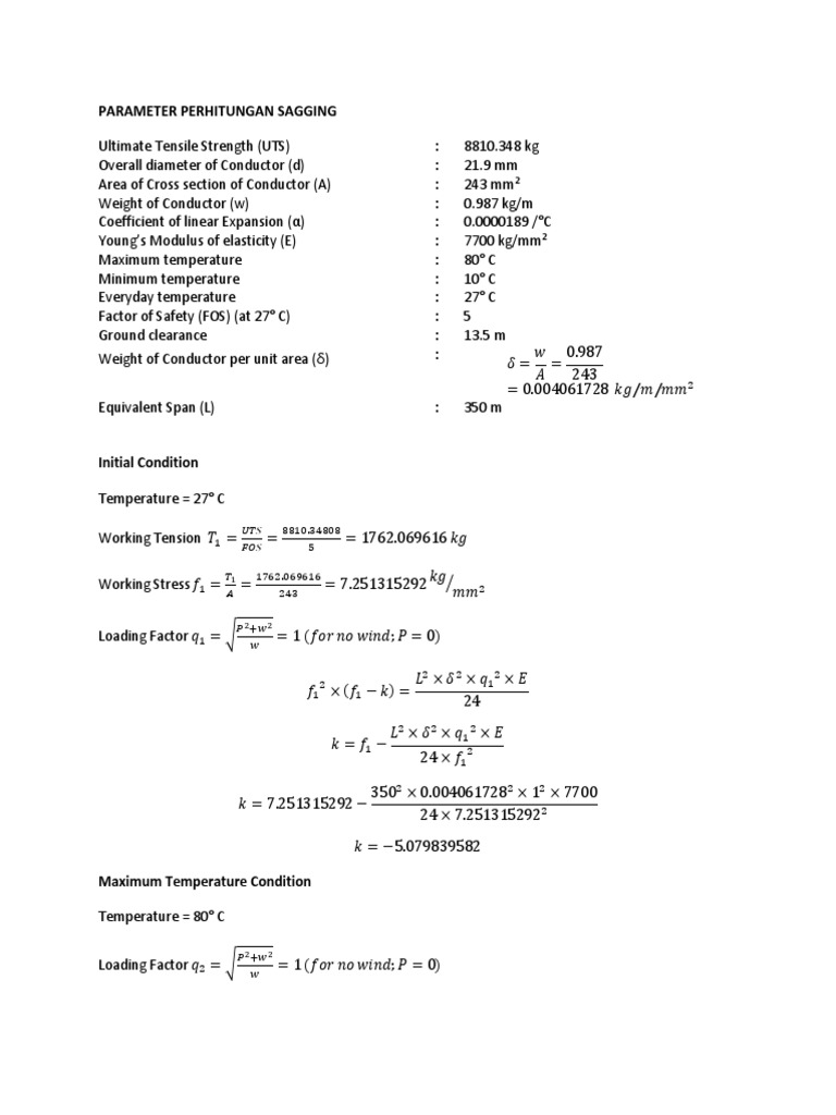 Sagging Calculations for Conductors | PDF | Young's Modulus | Classical ...