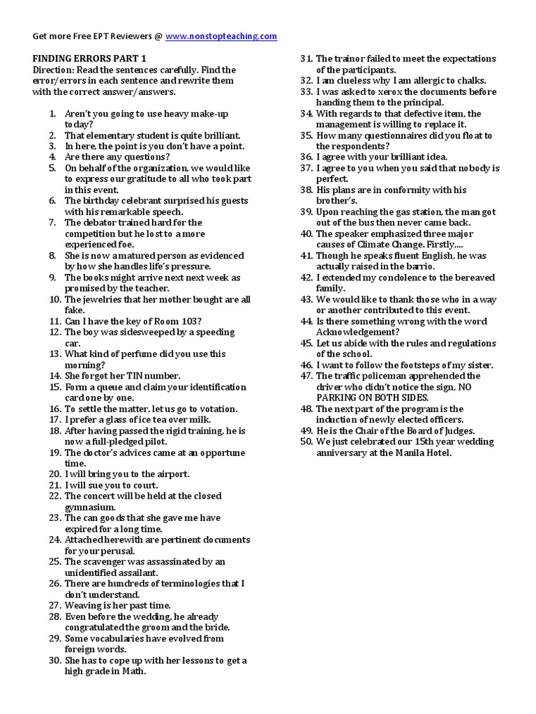 Finding Errors Part 1 | PDF
