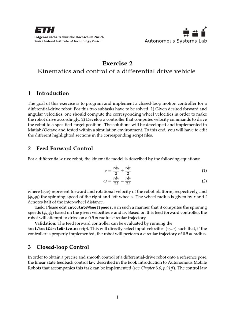 Exercise2 Assignment | PDF | Control Theory | Kinematics