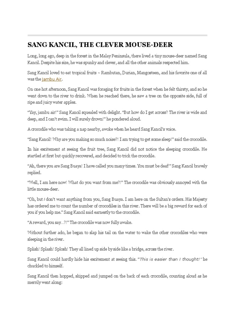 Sang Kancil Story | PDF