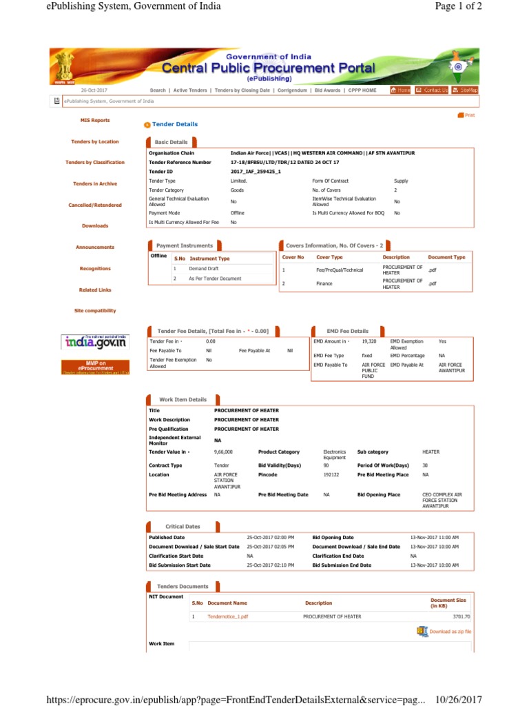 Tender Details: MIS Reports | PDF | Procurement | Computing