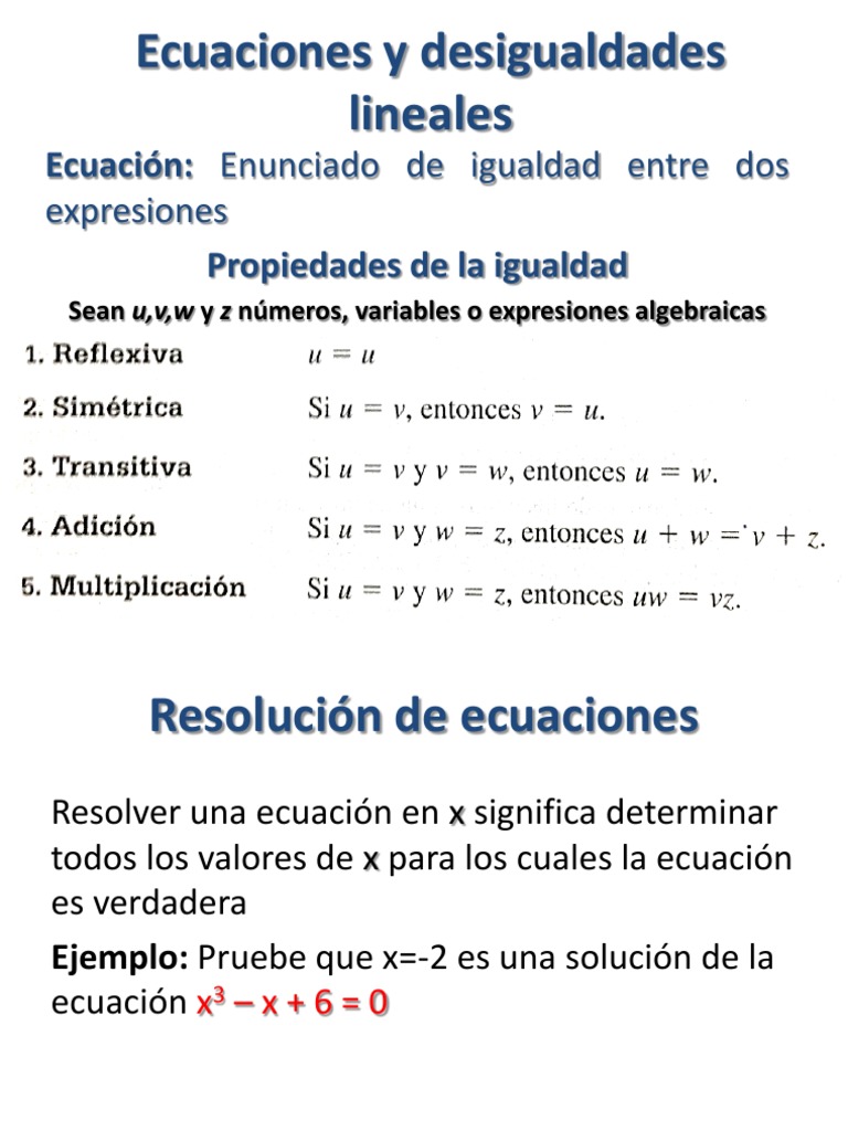 Ecuaciones y Desigualdades Lineales | PDF | Pi | Pendiente