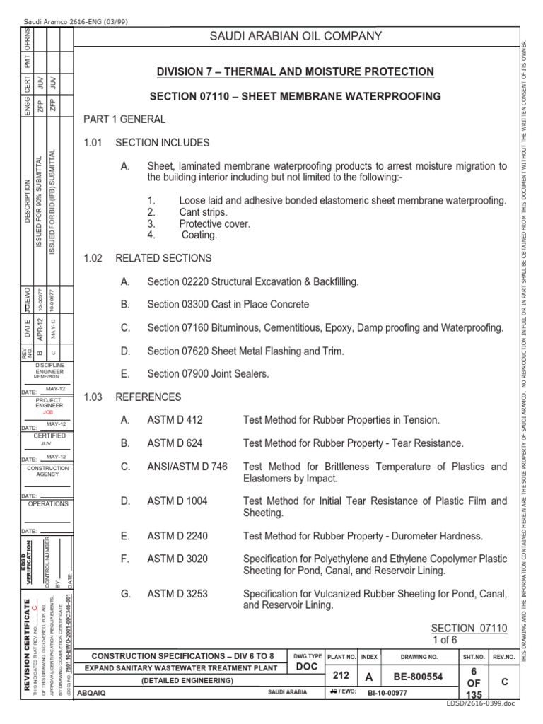 Division 7 - Thermal and Moisture Protection Section 07110 - Sheet ...