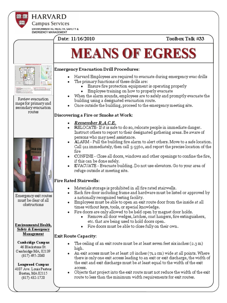 Toolbox Talks Means of Egress English PDF | PDF | Emergency Evacuation ...