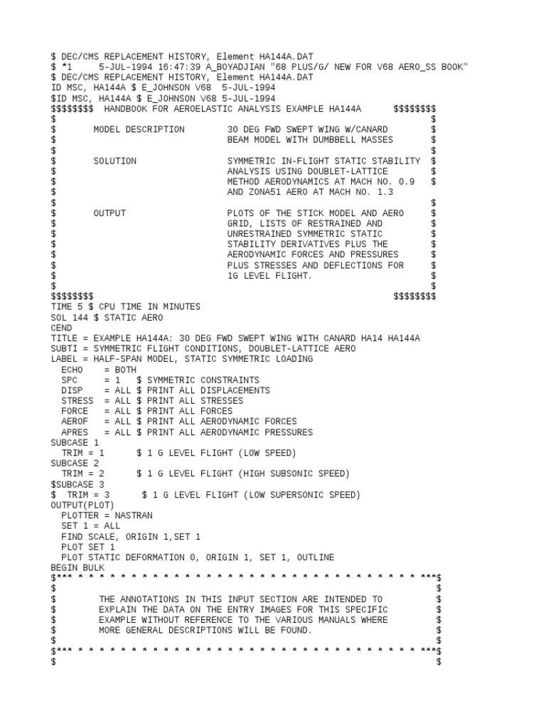 Nastran Aeroelastic Example | PDF | Mach Number | Aerodynamics