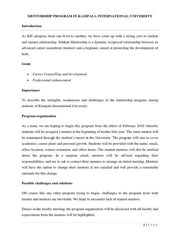 Mentorship Program | PDF | Mentorship | Motivation