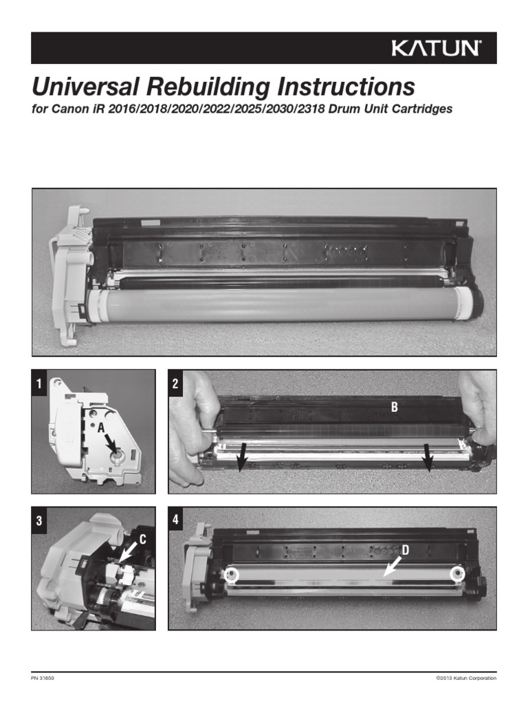 Universal Rebuilding Instructions: For Canon Ir 2016/2018/2020/2022 ...