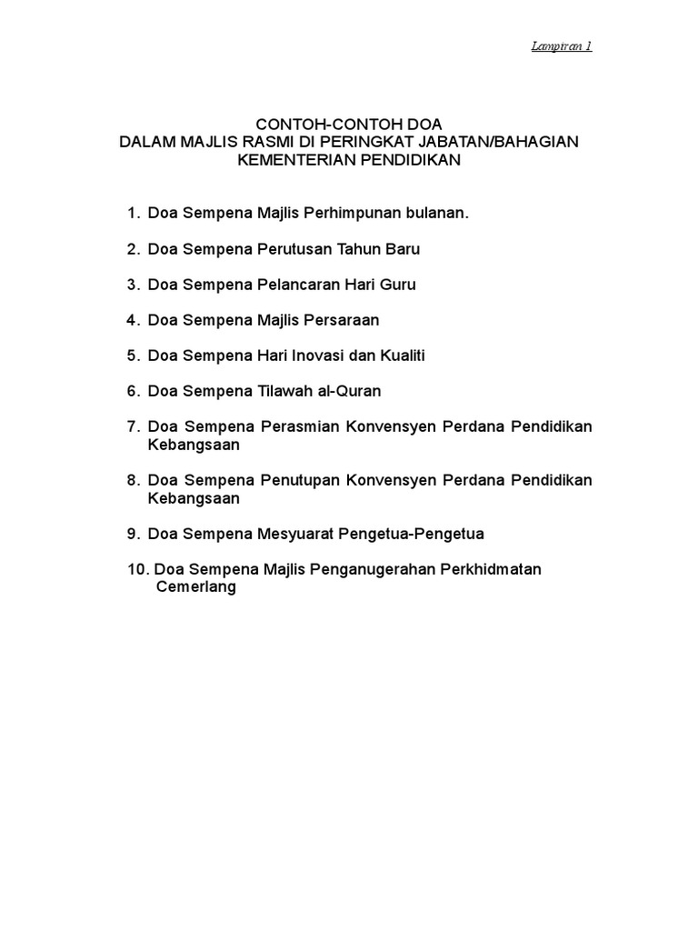 Contoh Doa Dalam Majlis | PDF