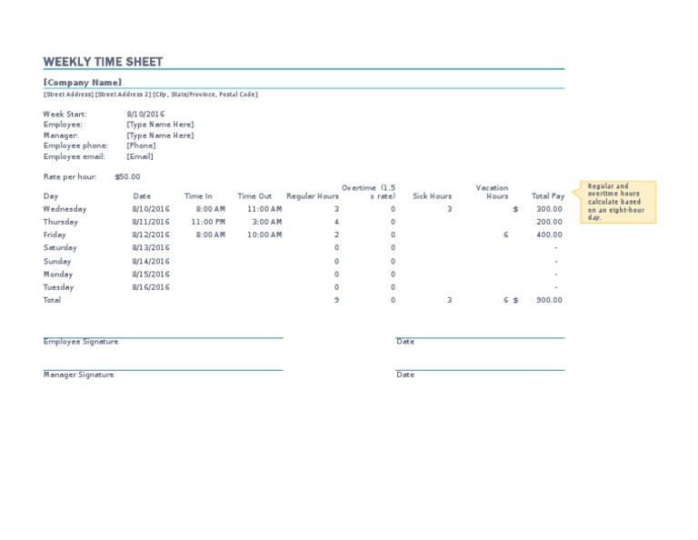 Weekly Time Sheet | PDF