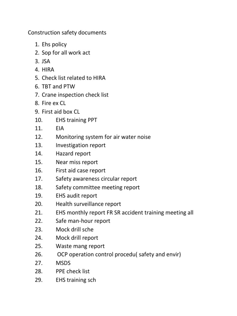 Construction Safety Documents | PDF