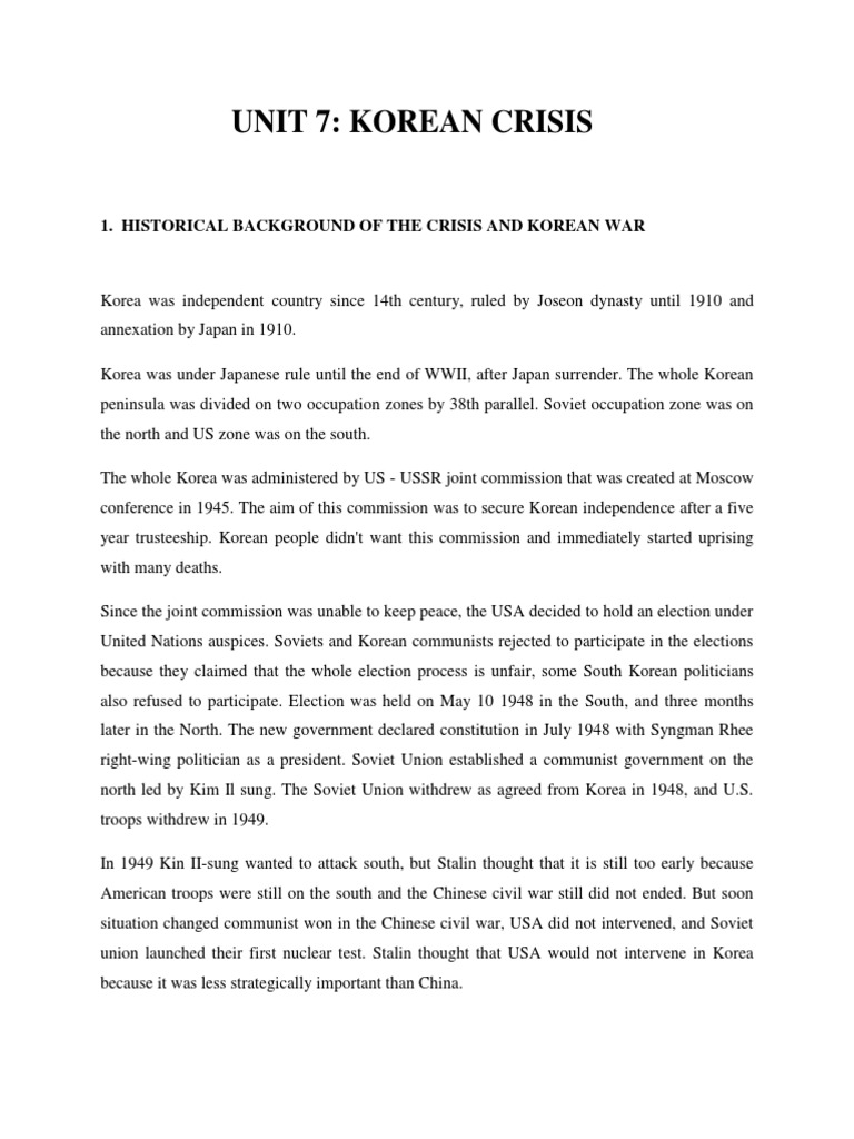 Unit 9 - Handout - Korean Crisis | PDF | Korean War | North Korea And ...