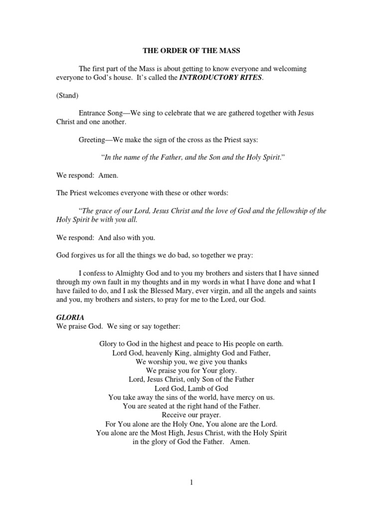The Order of the Mass Explained | PDF | Eucharist | Lord's Prayer