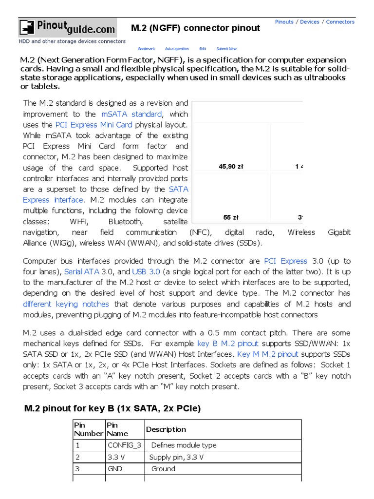 M.2 (NGFF) Connector Pinout Diagram @ Pinoutguide.com | Electronic ...