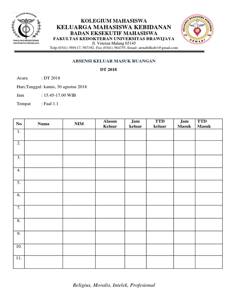 Absensi Keluar Masuk | PDF