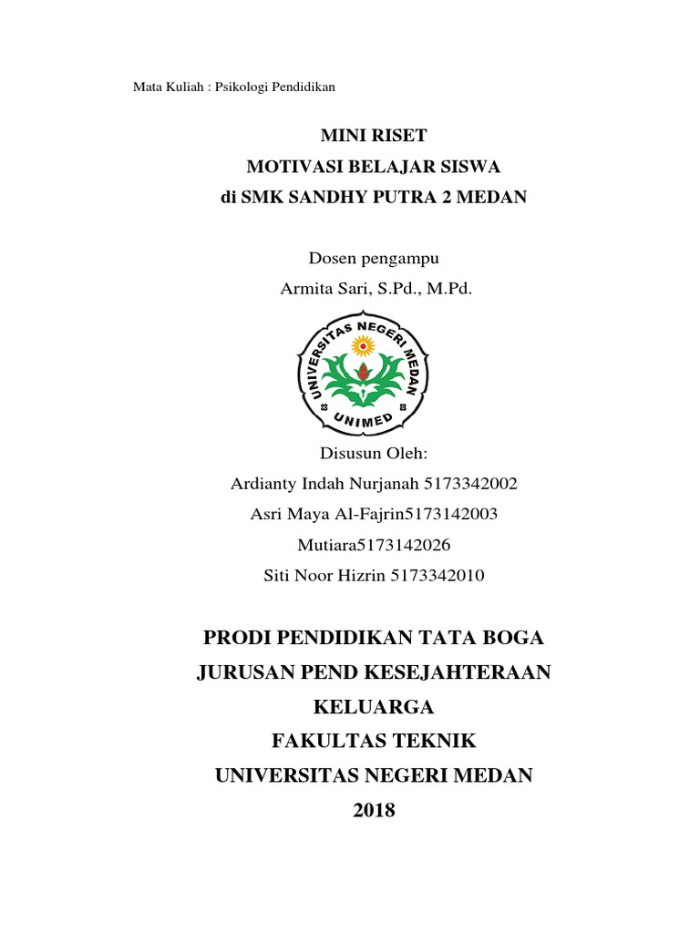 Contoh Laporan Mini Riset