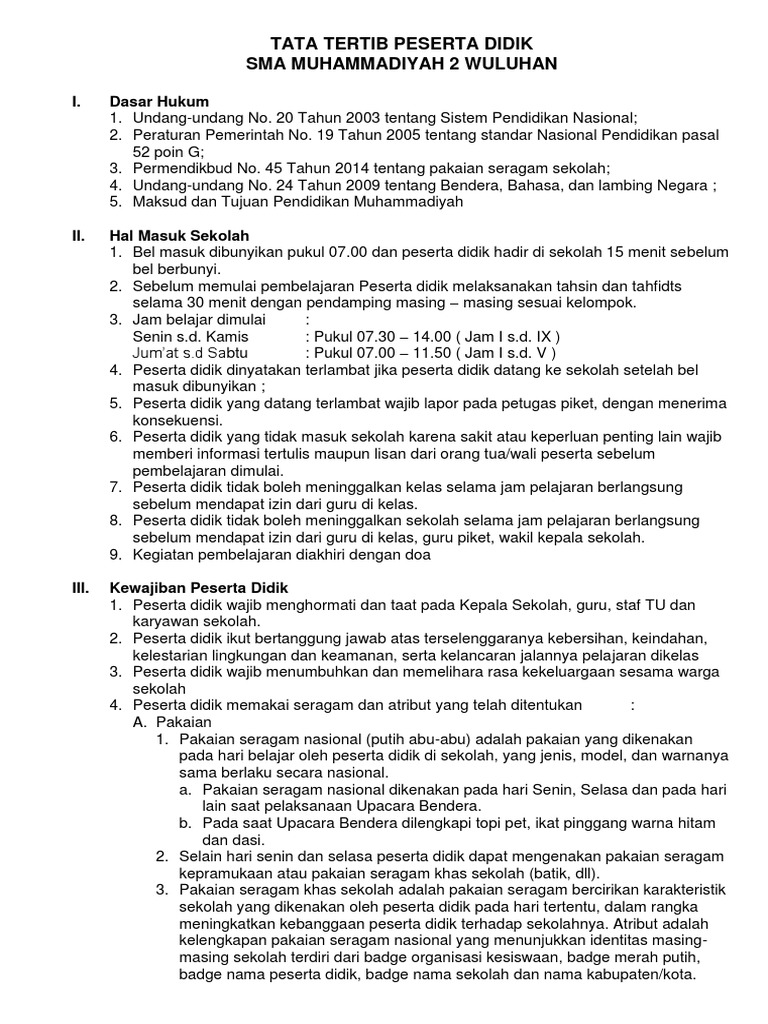 Tata Tertib Peserta Didik | PDF