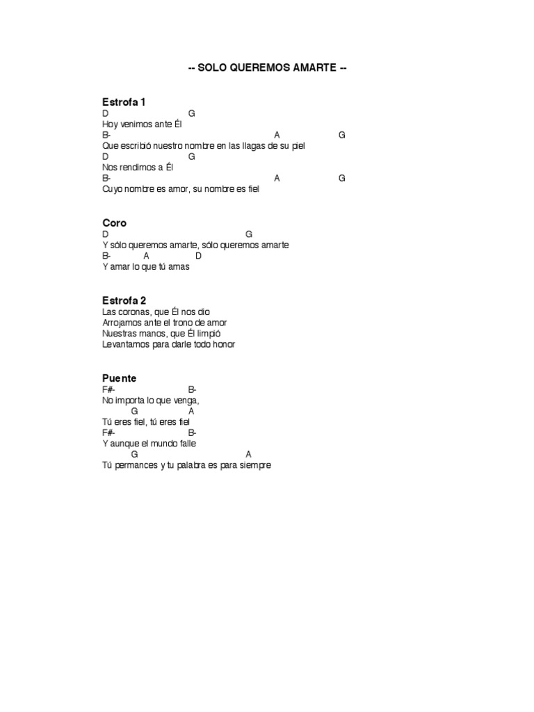 Solo Queremos Amarte: Letra y Acordes | PDF