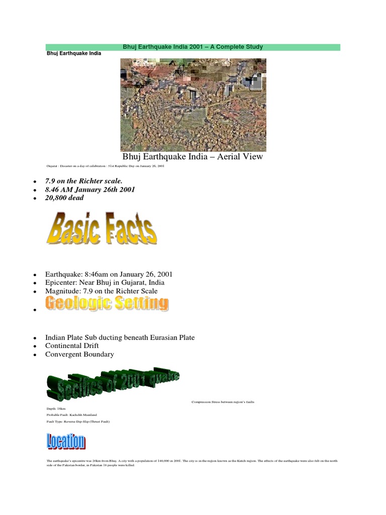 Bhuj Earthquake 2001: A Case Study | PDF | Earthquakes | Fault (Geology)