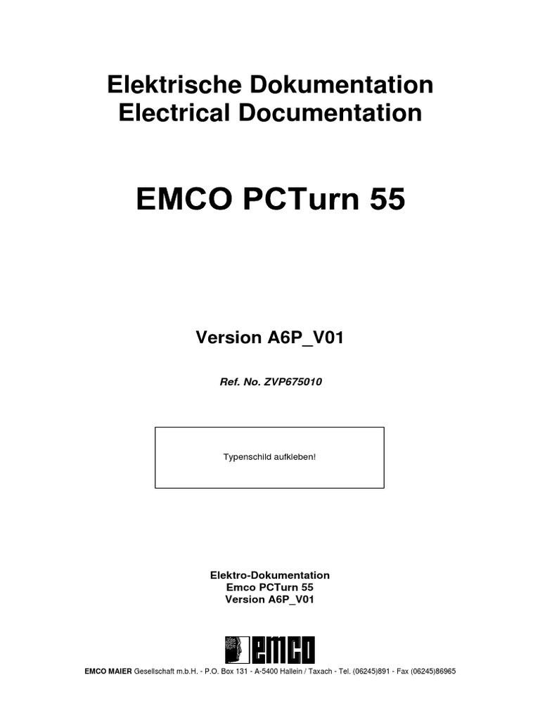 EMCO PC Turn 55 Electrical Documentation A6P - V1 | PDF | Electrical ...