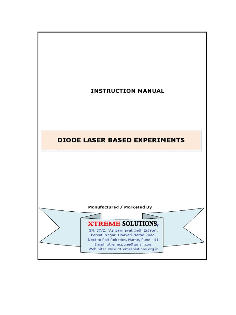 Diode Laser Based Experiments: Instruction Manual | PDF | Diffraction | Wavelength