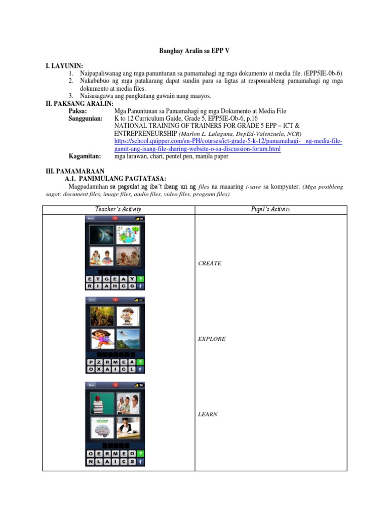 Banghay Aralin Sa EPP V | PDF