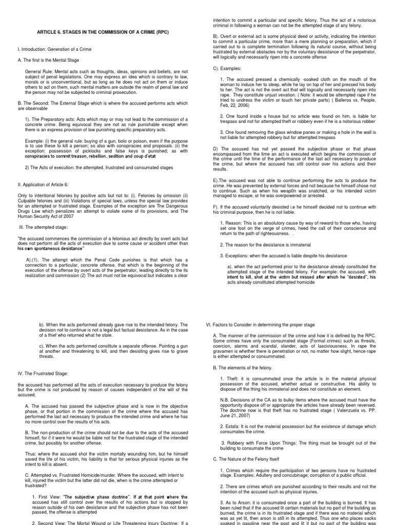 Stages of Crime Commission in RPC | PDF | Robbery | Crime & Violence