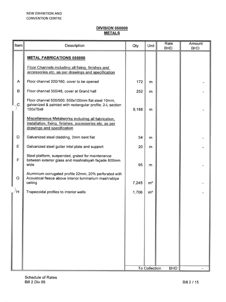 BOQ - Metal Works | PDF