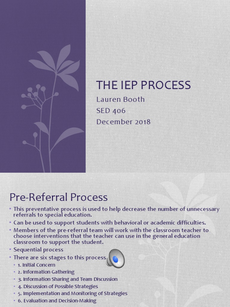 The Iep Process: Lauren Booth SED 406 December 2018 | PDF ...