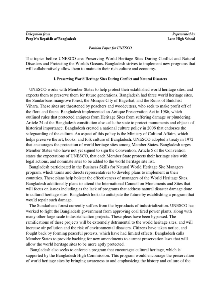 Position Paper Unesco 2019 | PDF | World Heritage Site | Cultural Heritage