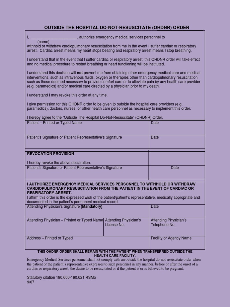 DNR Authorization | PDF | Medical Specialties | Clinical Medicine