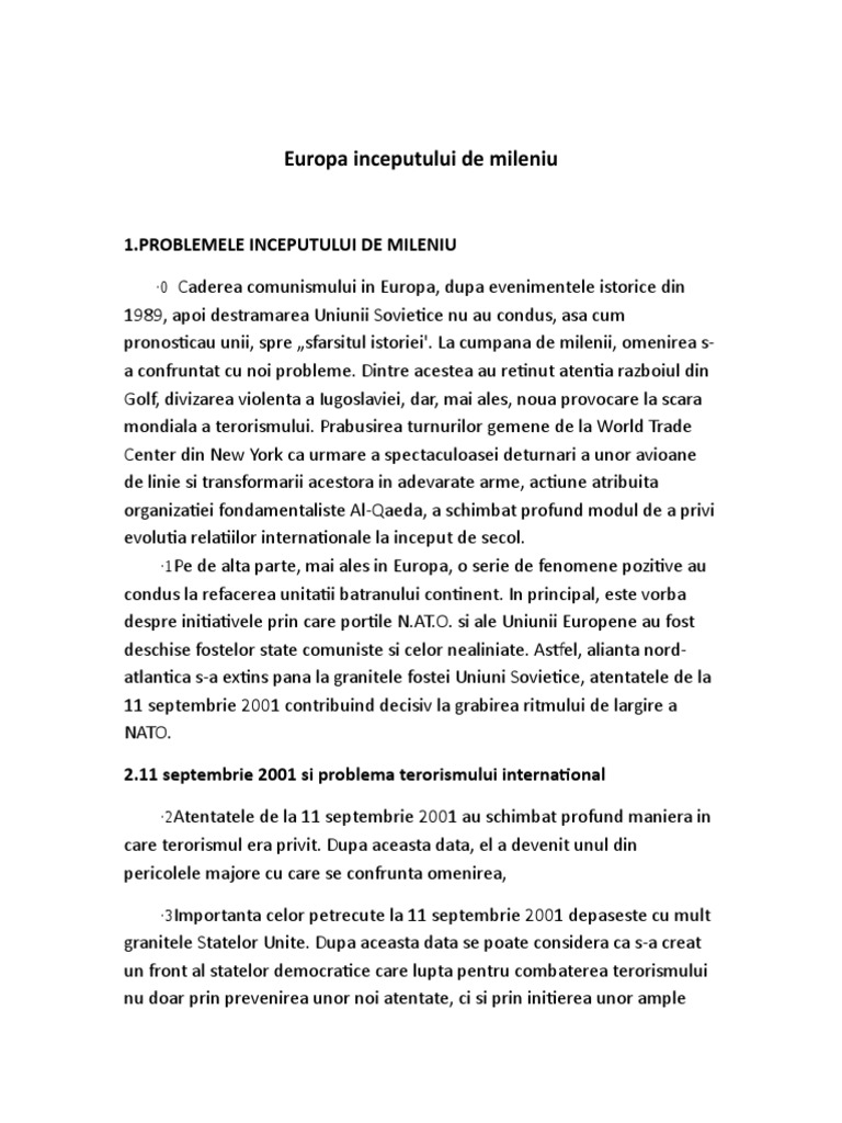 Europa Inceputului de Mileniu | PDF