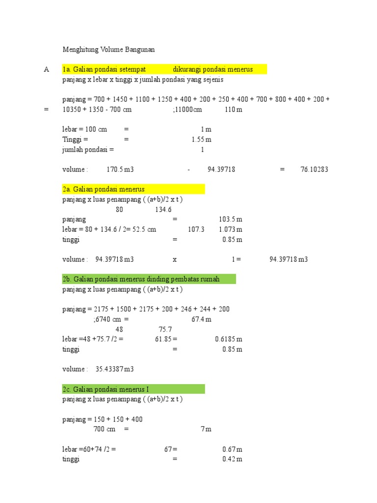 Menghitung Volume Sampai Tembok Dinding | PDF