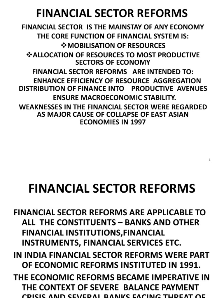 Financial Sector Reforms | PDF | Financial Markets | Banks