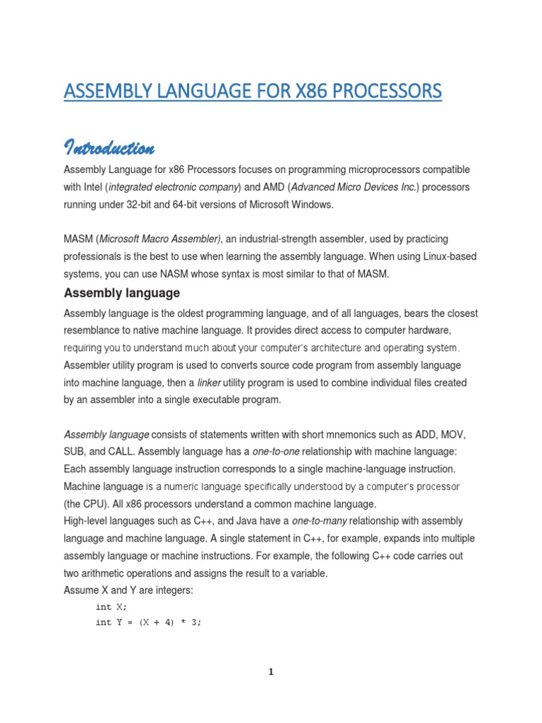 Assembly2 Language For 80x86 Processors1 | PDF | Assembly Language | Programming Language