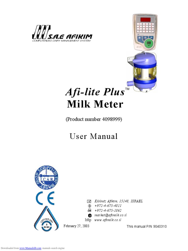 Afi-Lite Plus: Milk Meter | PDF