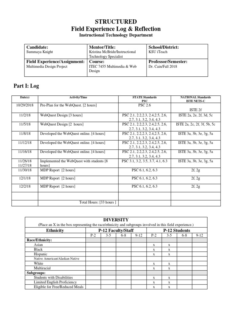 Structured Log | PDF | Facilitator | Teachers
