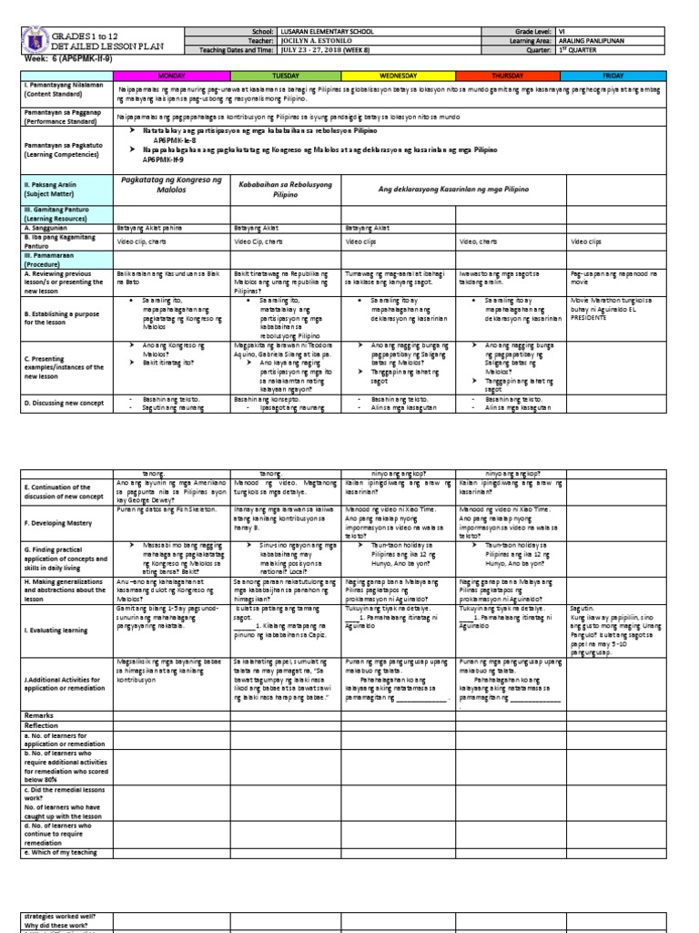 DLL Ap6, Q1 Week 8 | PDF