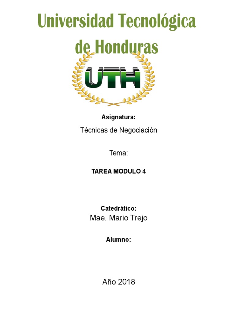 TAREA MODULO 4 Tecnicas de Negociacion | PDF | Percepción | Negociación