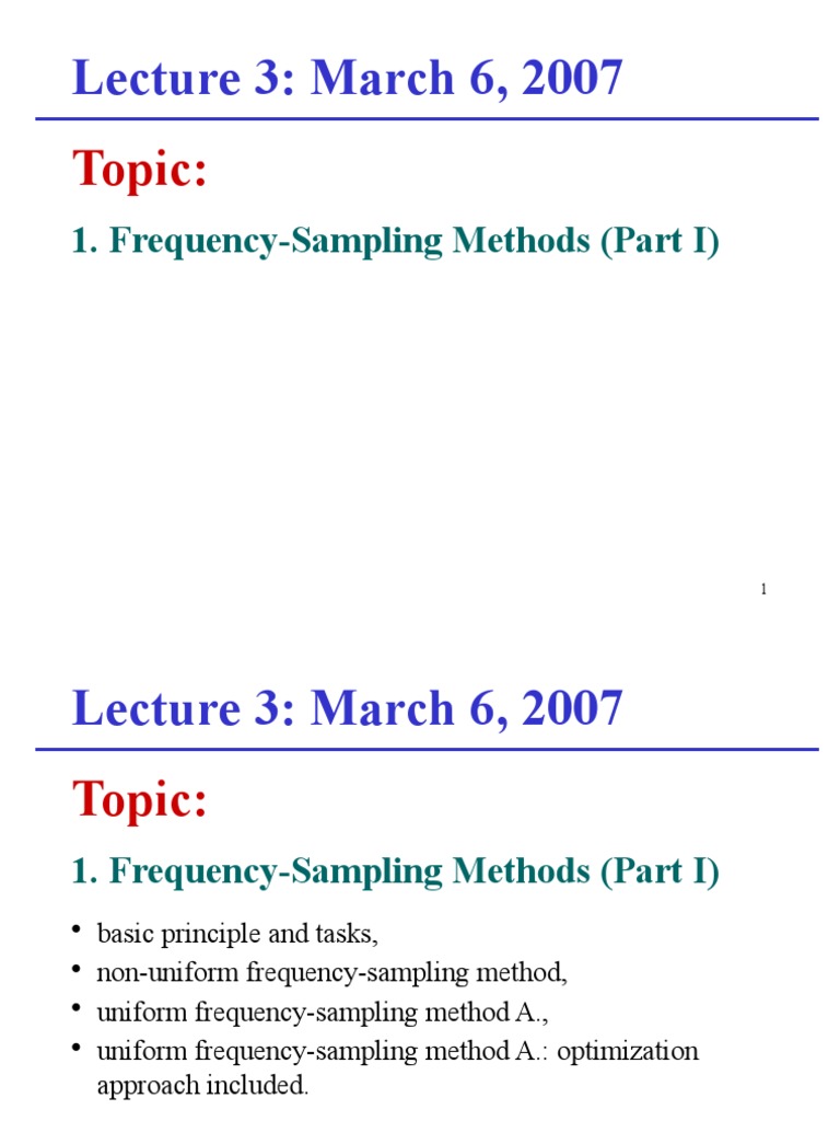 Lecture 3: March 6, 2007: Topic | PDF | Mathematical Optimization | Filter (Signal Processing)
