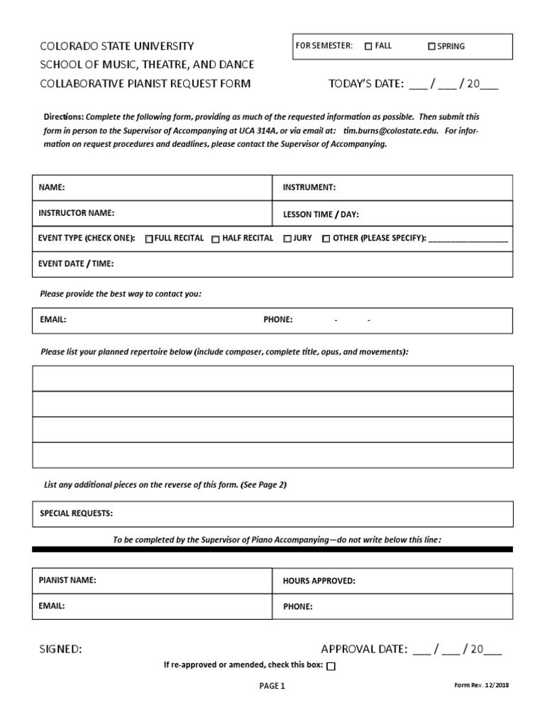 Collab Pianist Request Form | PDF