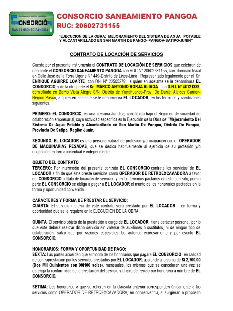 Contrato de Loc. Serv. Prof. | PDF | Gobierno
