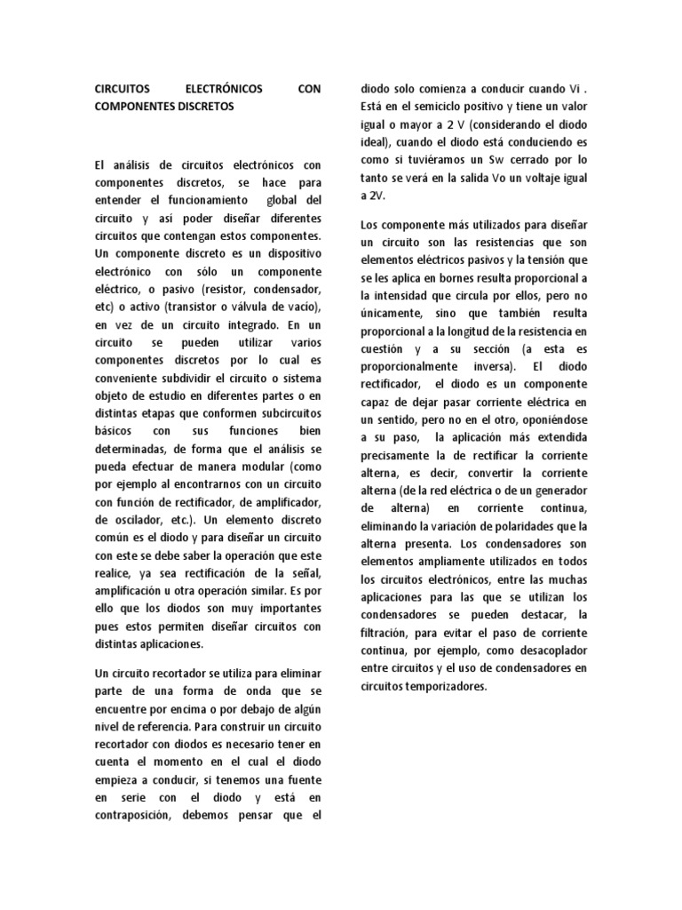 Circuitos Electrónicos Con Componentes Discretos | PDF | Diodo ...