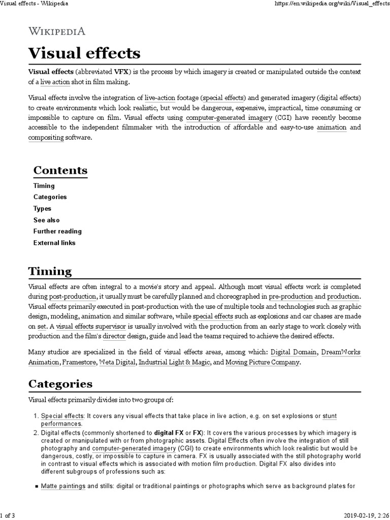 Visual Effects | PDF | Media Technology | Animation