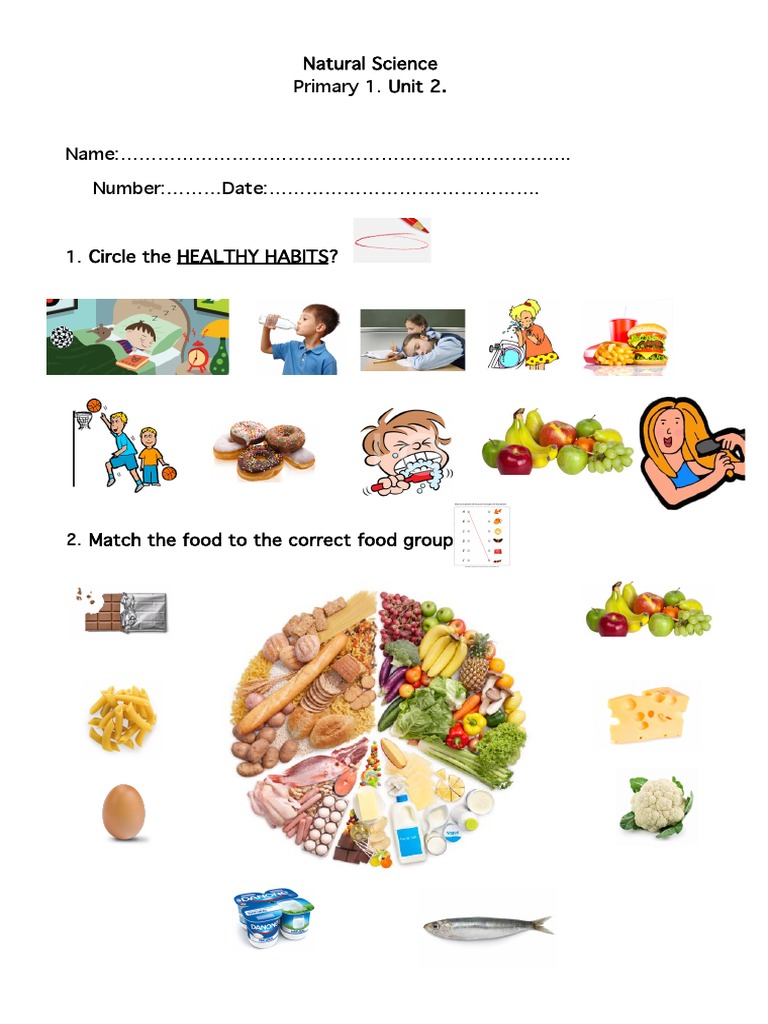 Healthy Habits Worksheet for Grade 1 | PDF