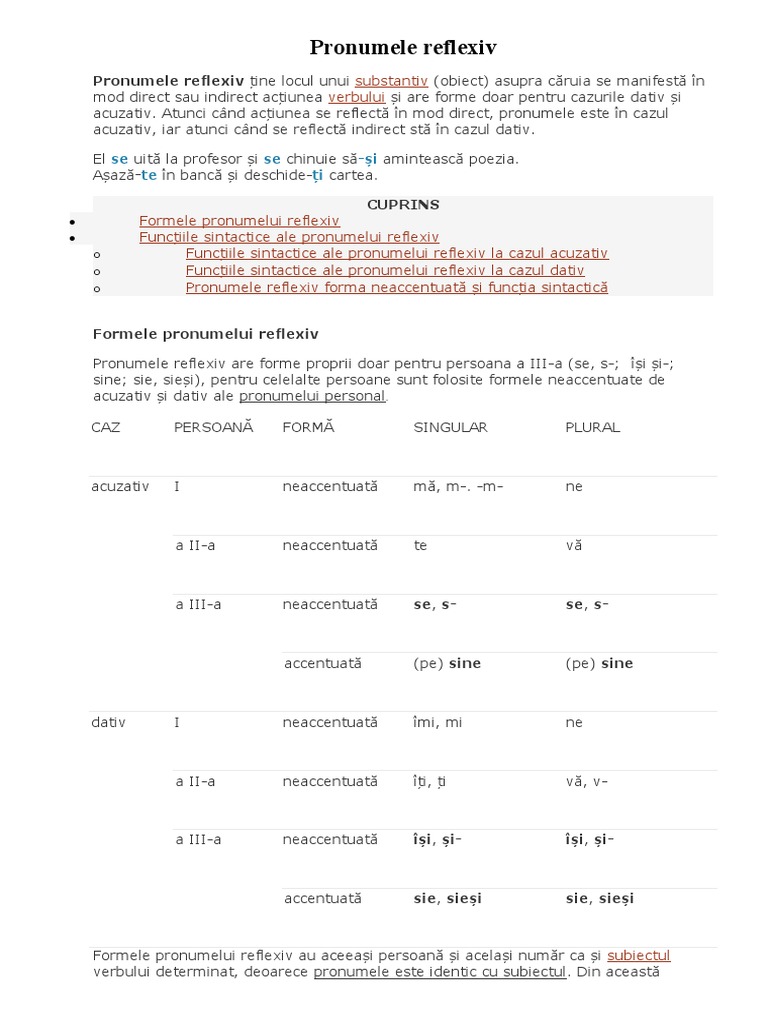 Pronumele Reflexiv | PDF