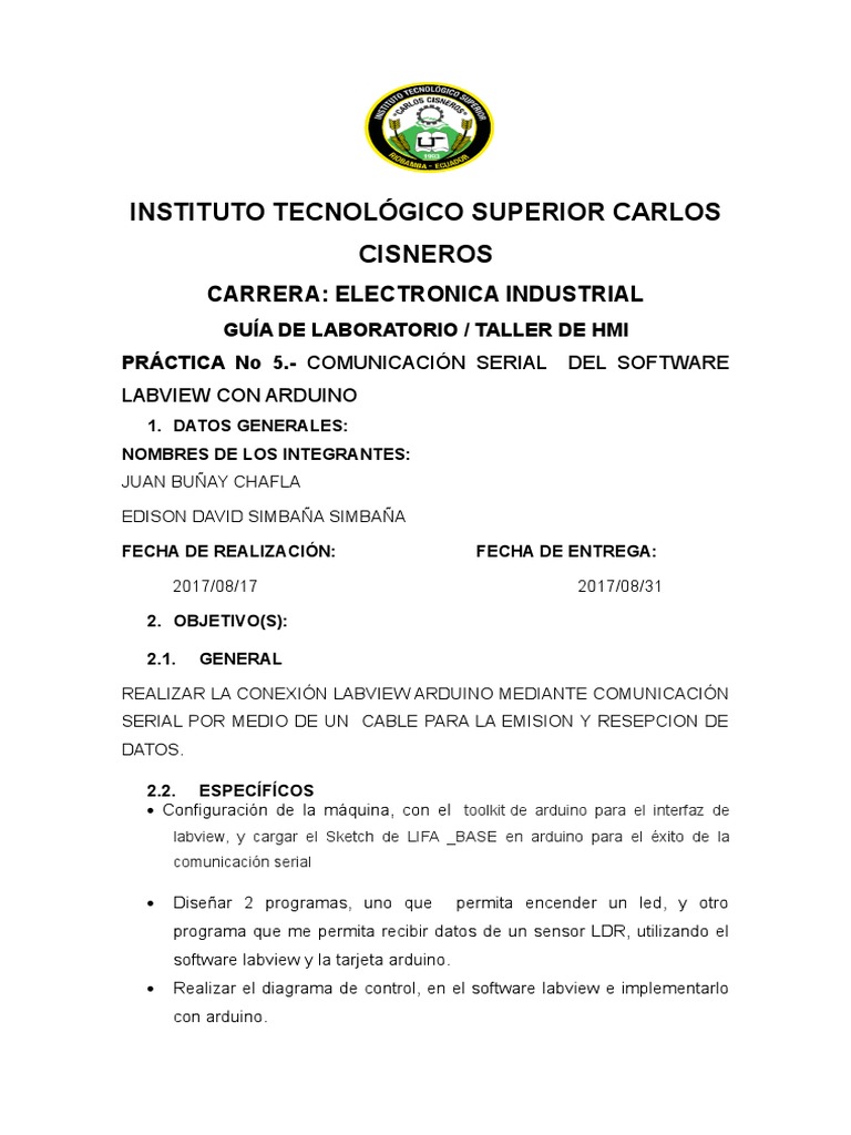 Comunicacion De Labview Y Arduino Pdf Arduino Entorno De Desarrollo Integrado 8546