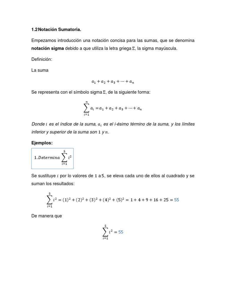 Introducción a la Notación Sigma | PDF | Suma | Notación