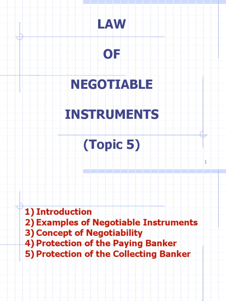 Topic 5 Law of Negotiable Instruments | PDF | Negotiable Instrument ...
