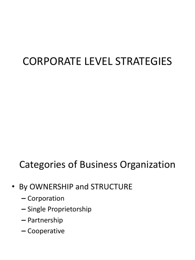 Corporate Level Strategies | PDF | Competition | Strategic Management